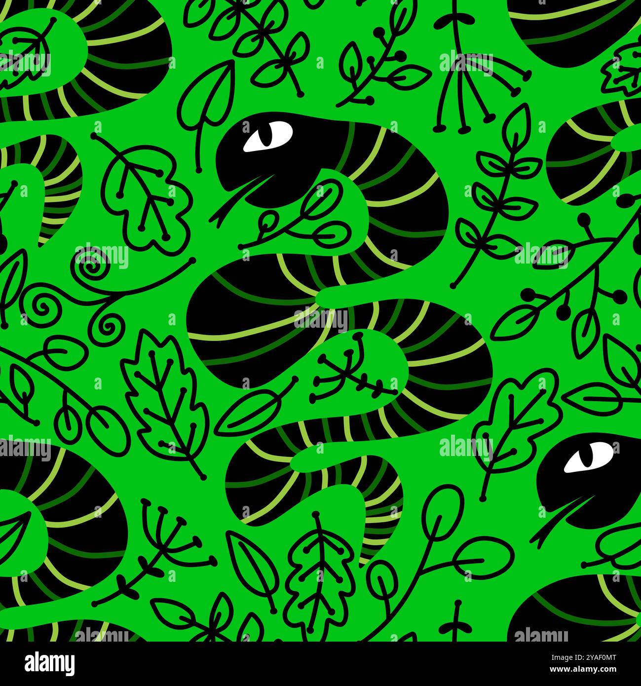 Summer cartoon animals seamless snake pattern for wrapping paper and ...