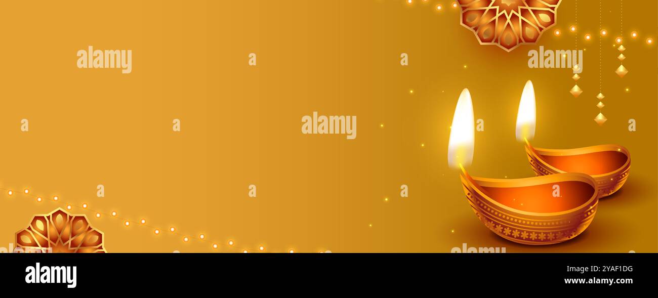 realistic oil lamp with text space wishes banner for shubh diwali ...