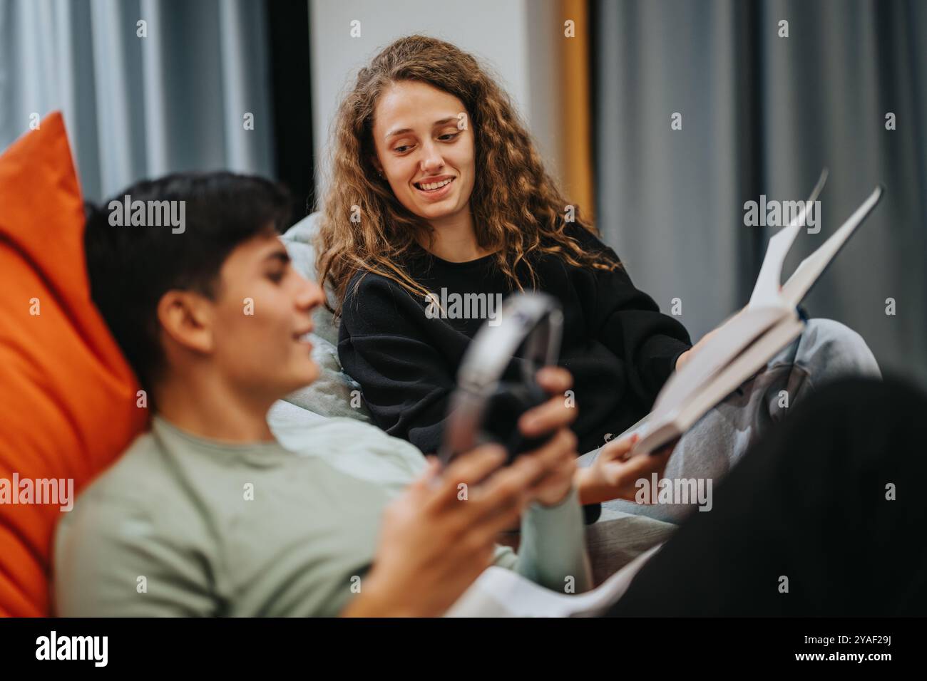 High school students studying together in a relaxed environment Stock ...