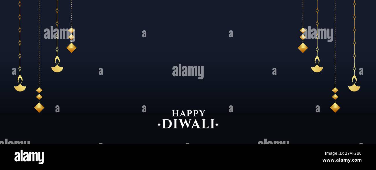 hindu religious happy diwali banner with hanging diya Stock Vector ...