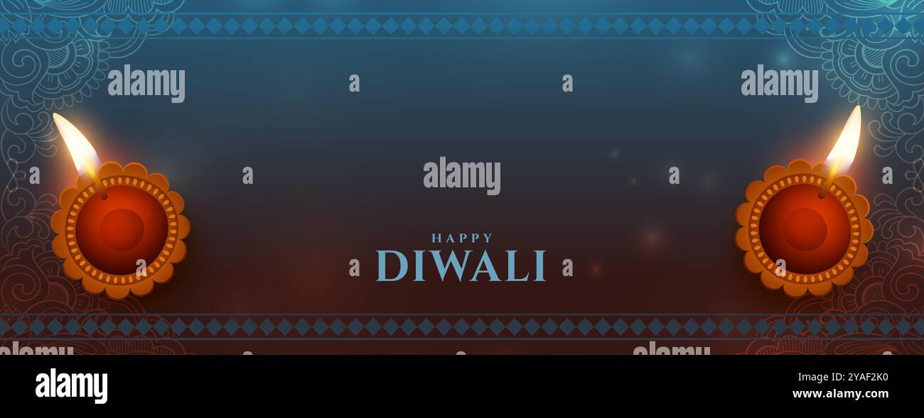 nice realistic oil lamp for shubh deepavali greeting banner Stock ...