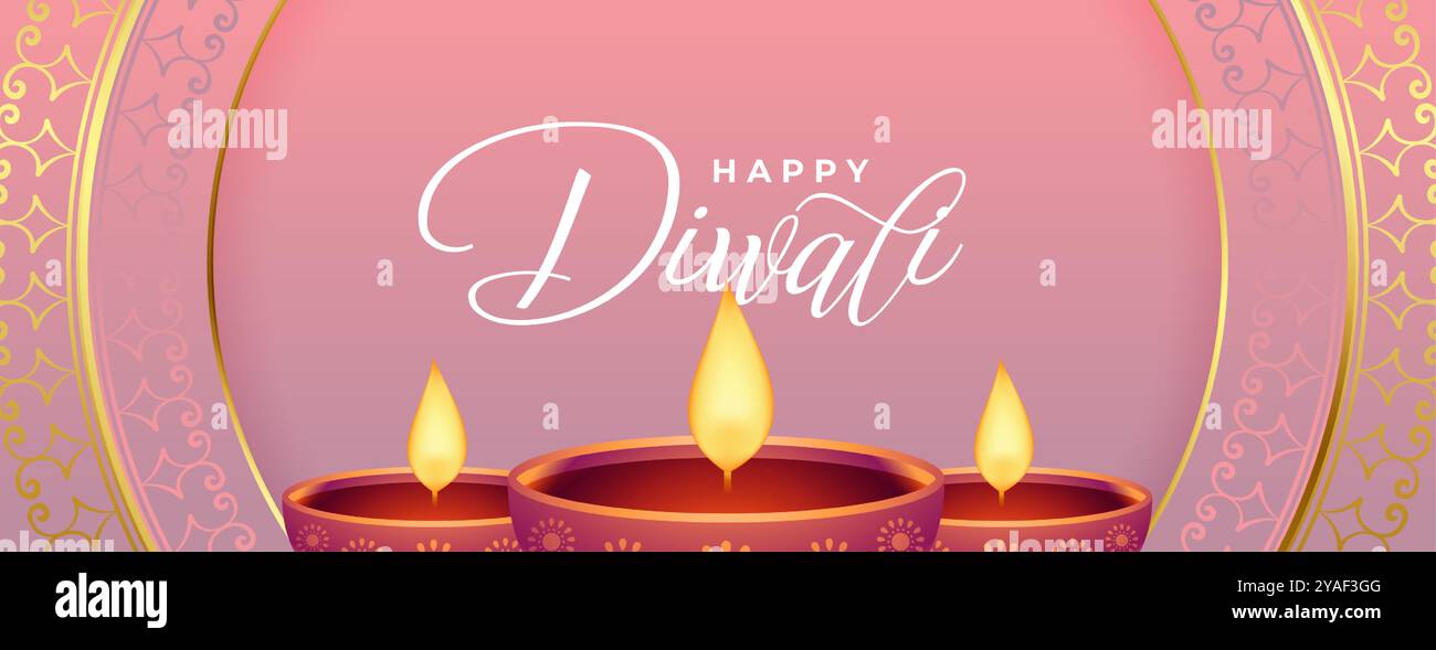 beautiful shubh diwali event banner with oil lamp design Stock Vector ...