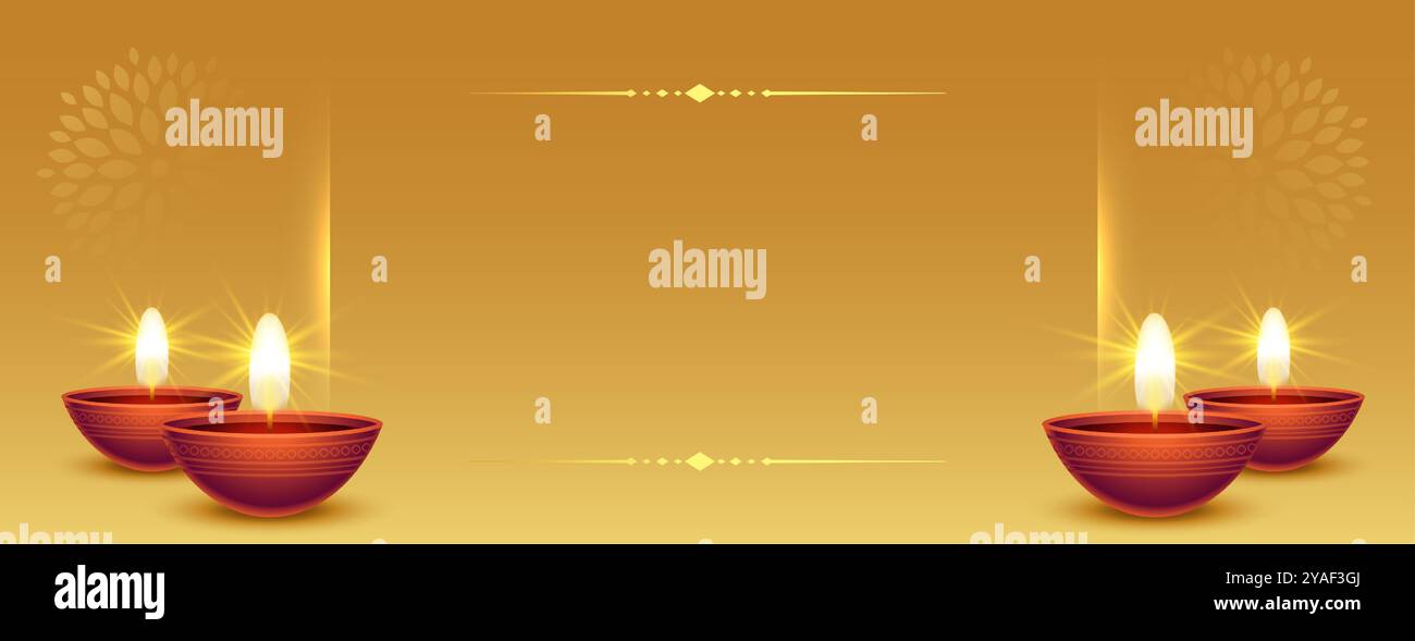 royal happy diwali event banner with text space and shiny diya design ...