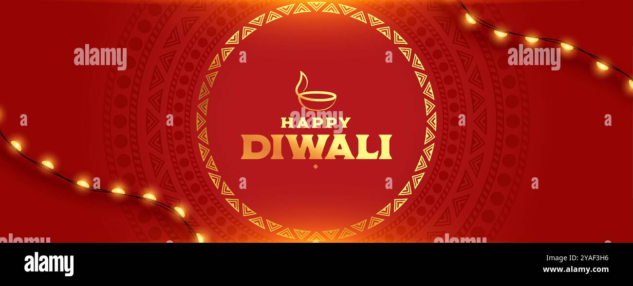 nice happy diwali holiday banner with lights festoon design Stock ...