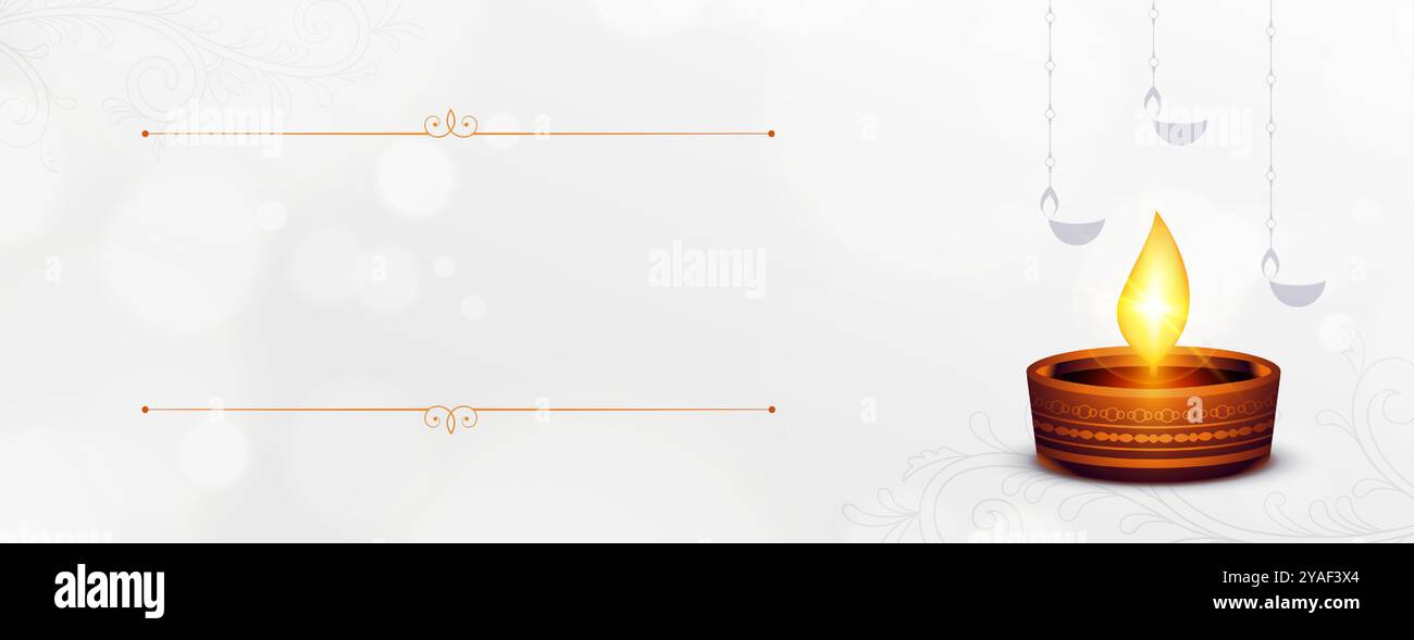 clean shubh deepavali wishes banner with text space and diya Stock ...
