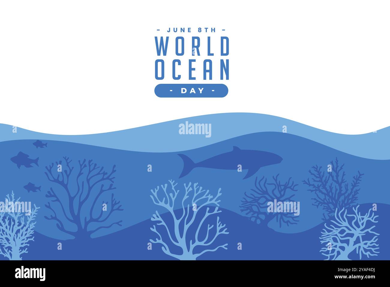 8th june world ocean day background with whale and coral design vector ...