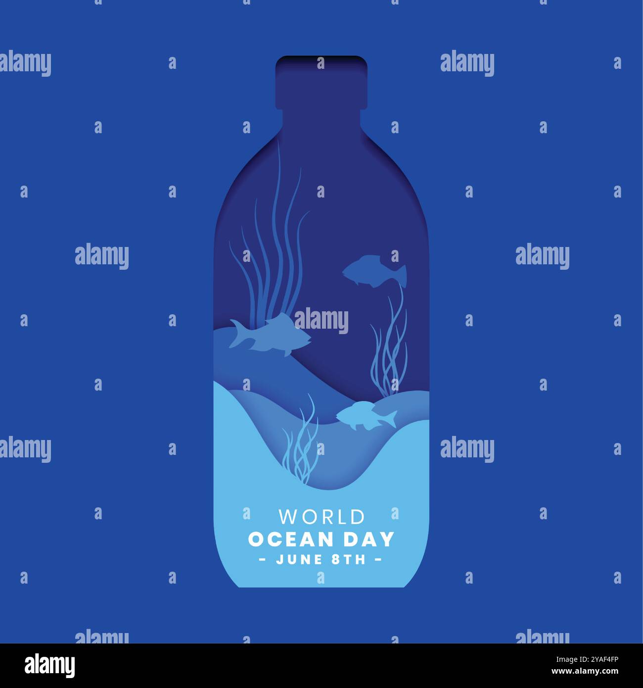 paper style world ocean day background with save nature social message ...