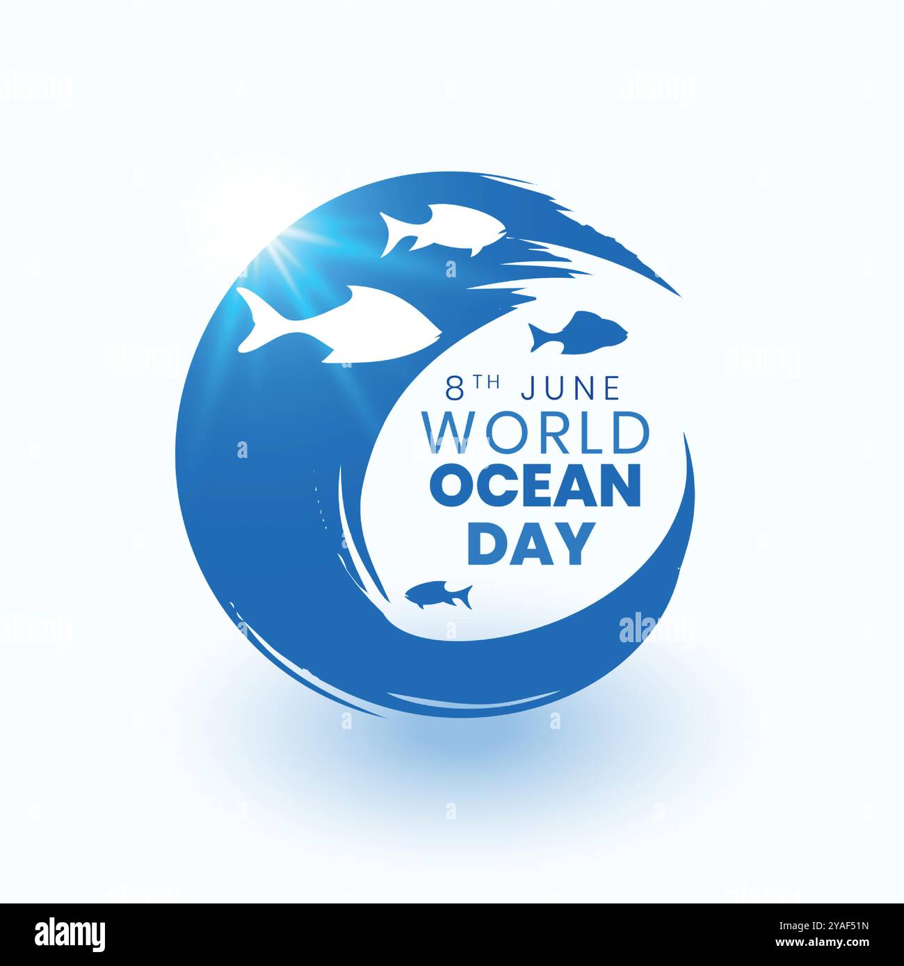 june 8th international ocean day poster with shiny light effect vector ...