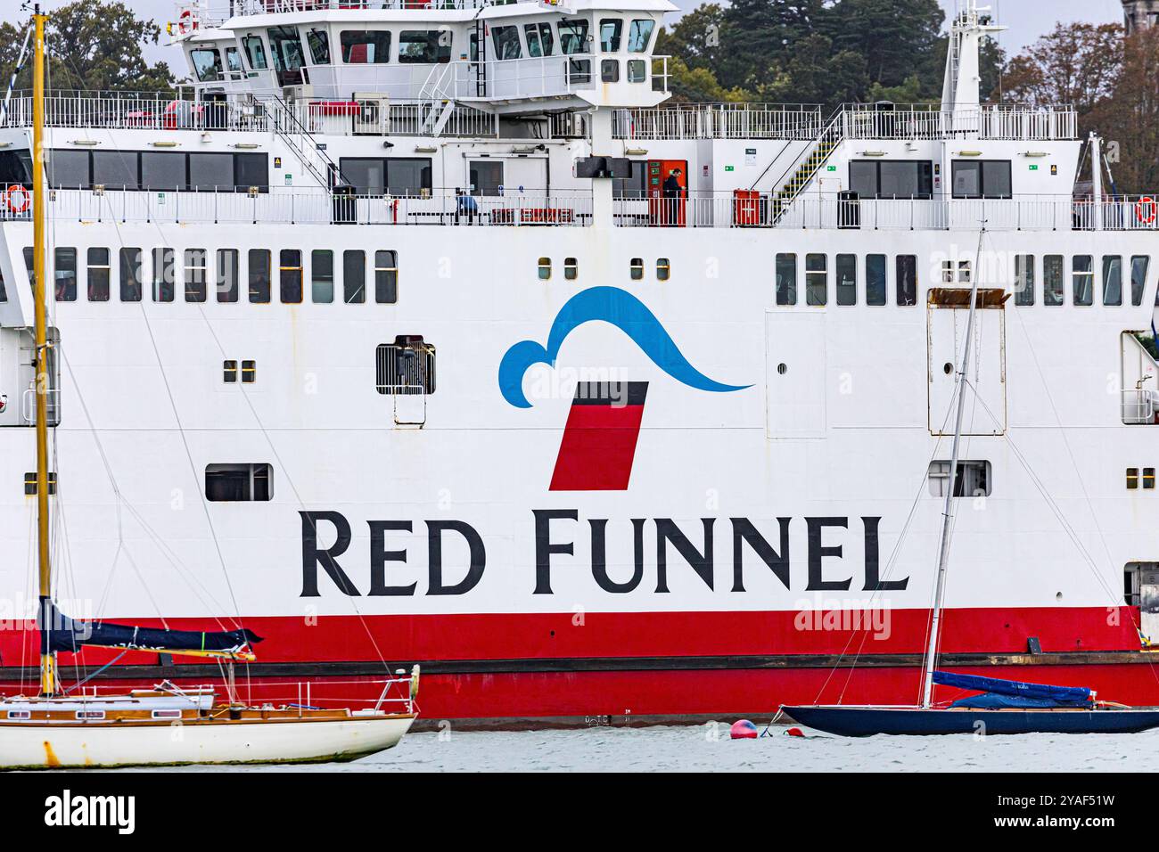 Red Funnel ferry 'Red Falcon' departing Cowes ferry terminal on the ...