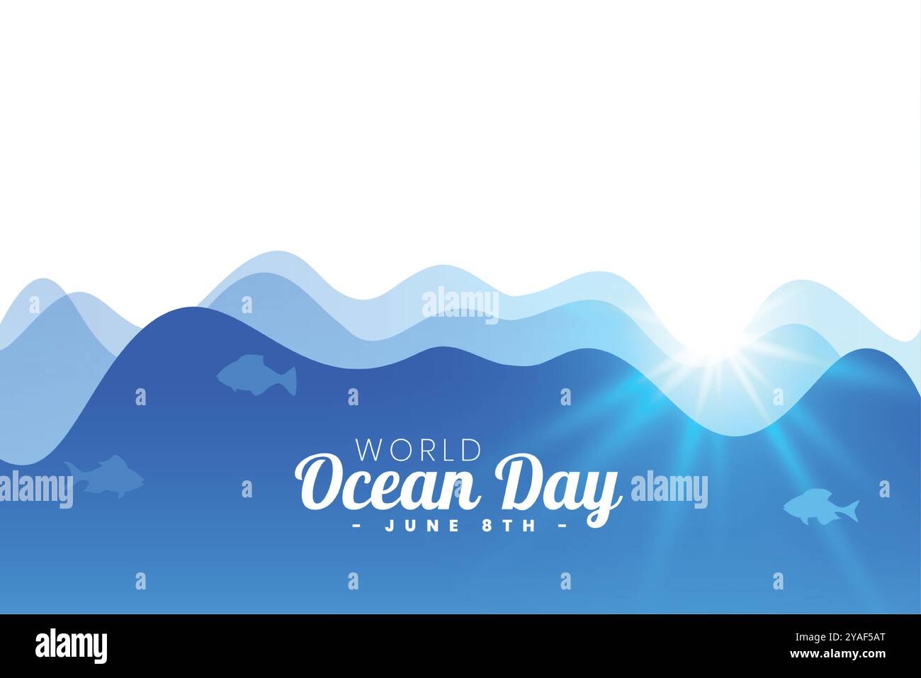eye catching world ocean day background with sun light effect vector ...