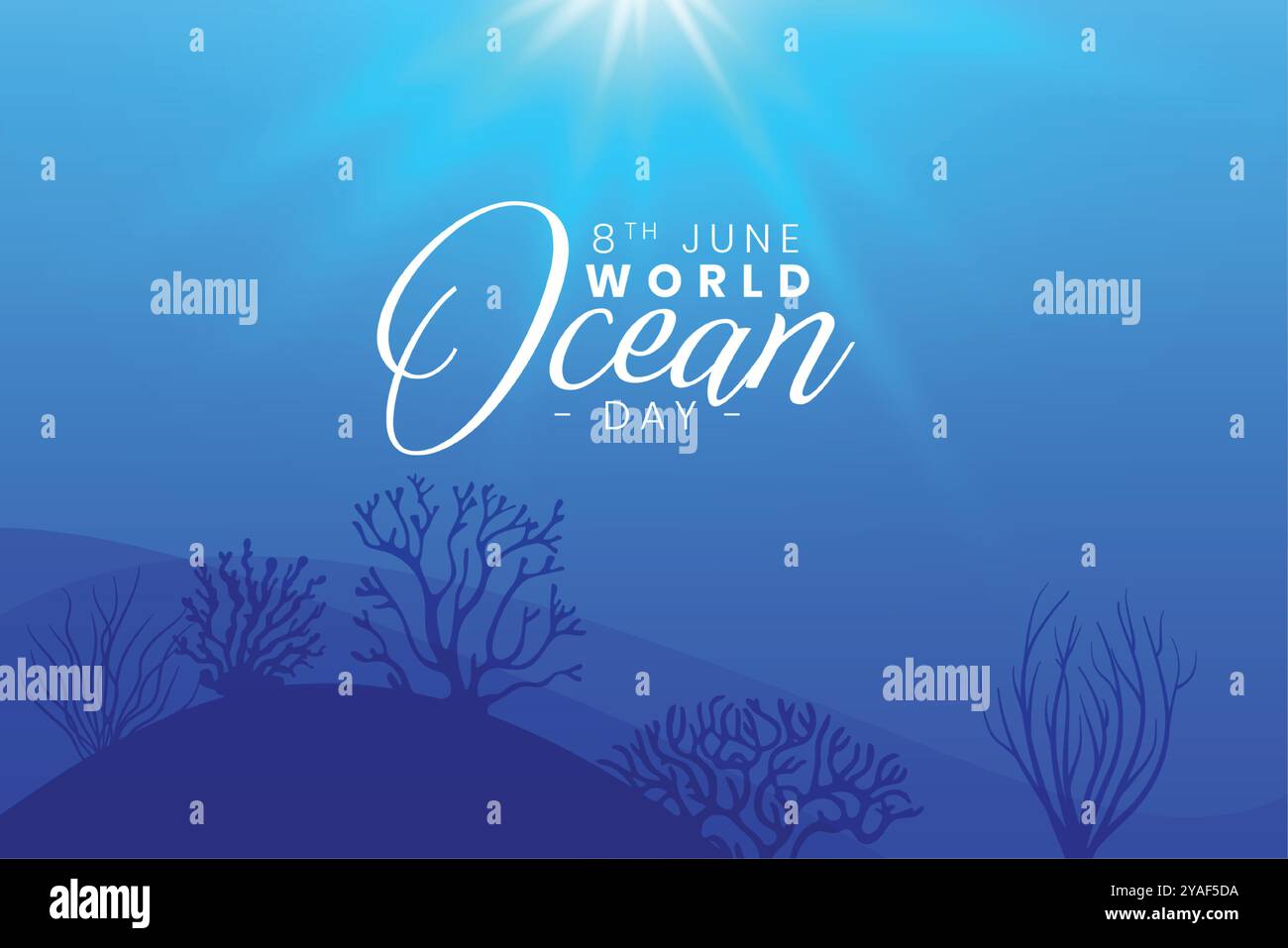 8th june world ocean day concept background with sunlight effect vector ...