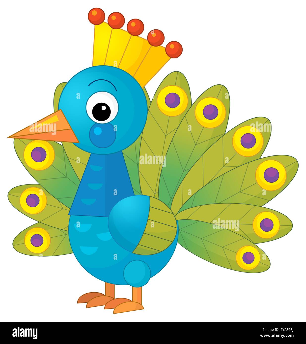 cartoon scene with peacock animal bird stading happy and proud isolated ...