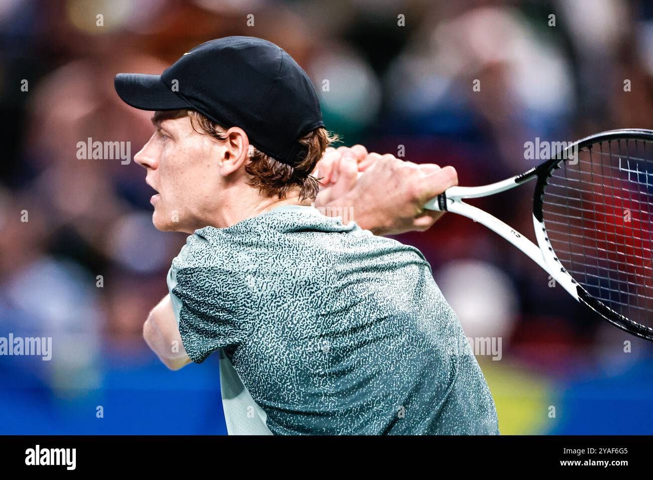 SHANGHAI, CHINA - OCTOBER 13, 2024 - Jannick Sanner plays with Novak ...