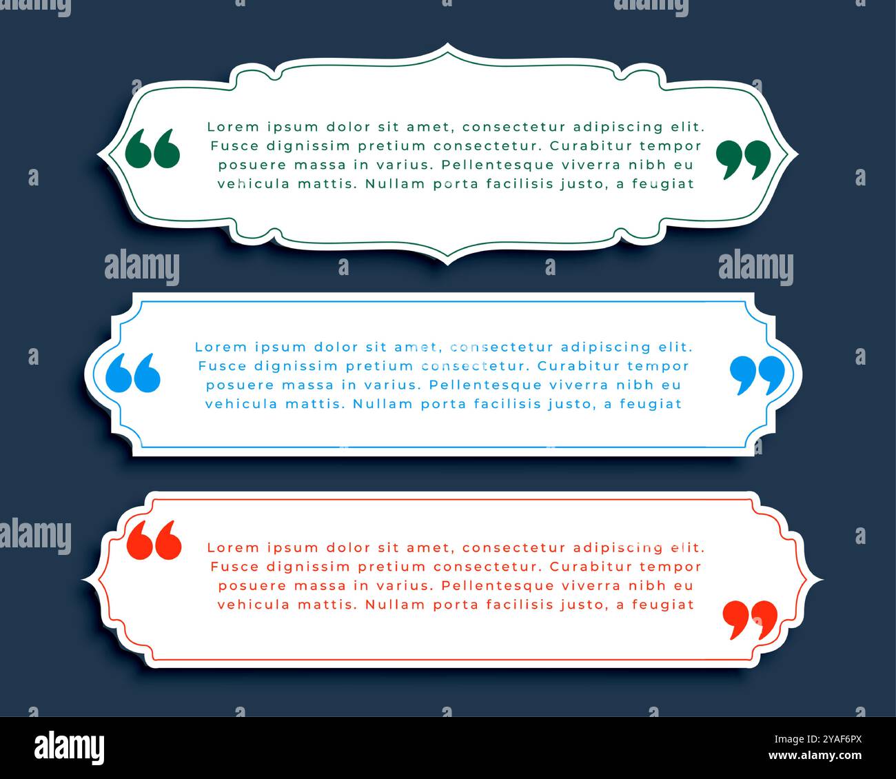 stylish quotation comma sign template in set of three vector Stock ...