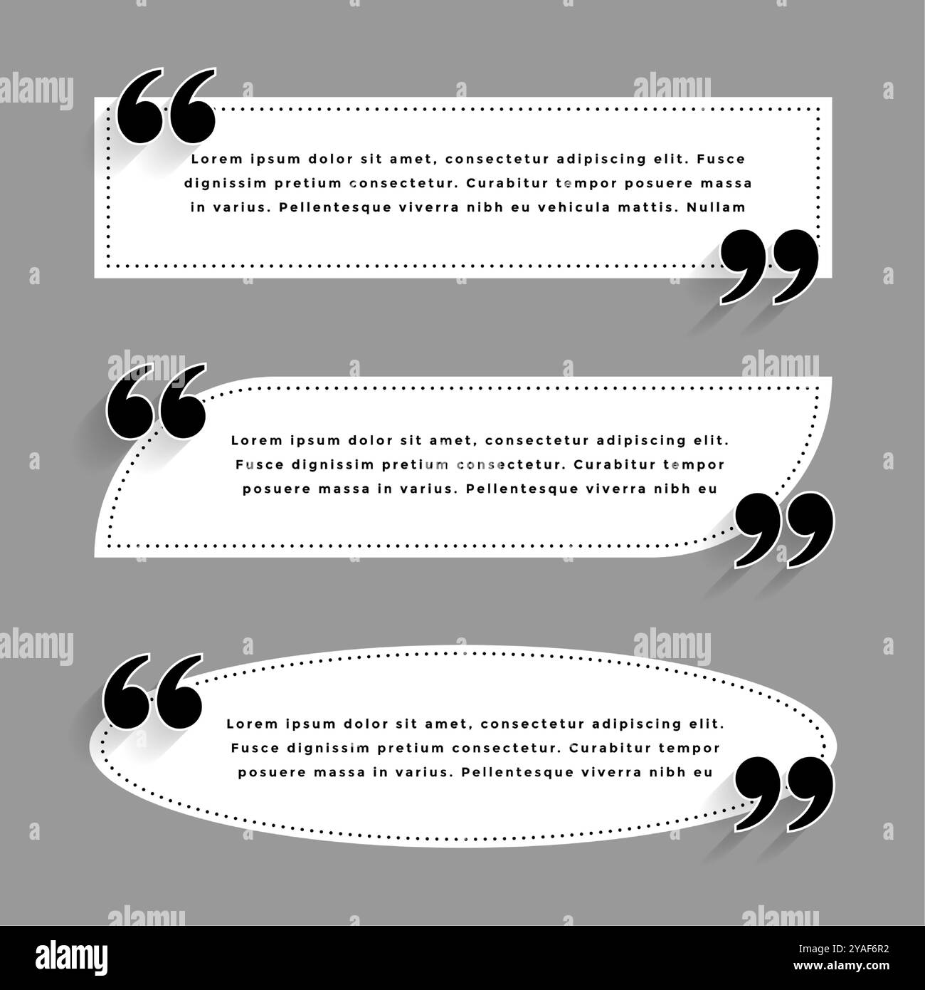 set of three web dialog quotation mark template design vector Stock ...