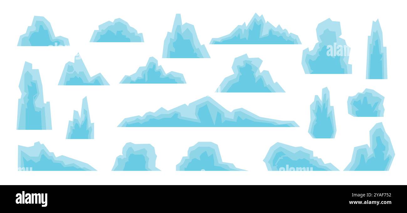 Antarctic cartoon ice, floating glaciers and snow icebergs. Ice ...