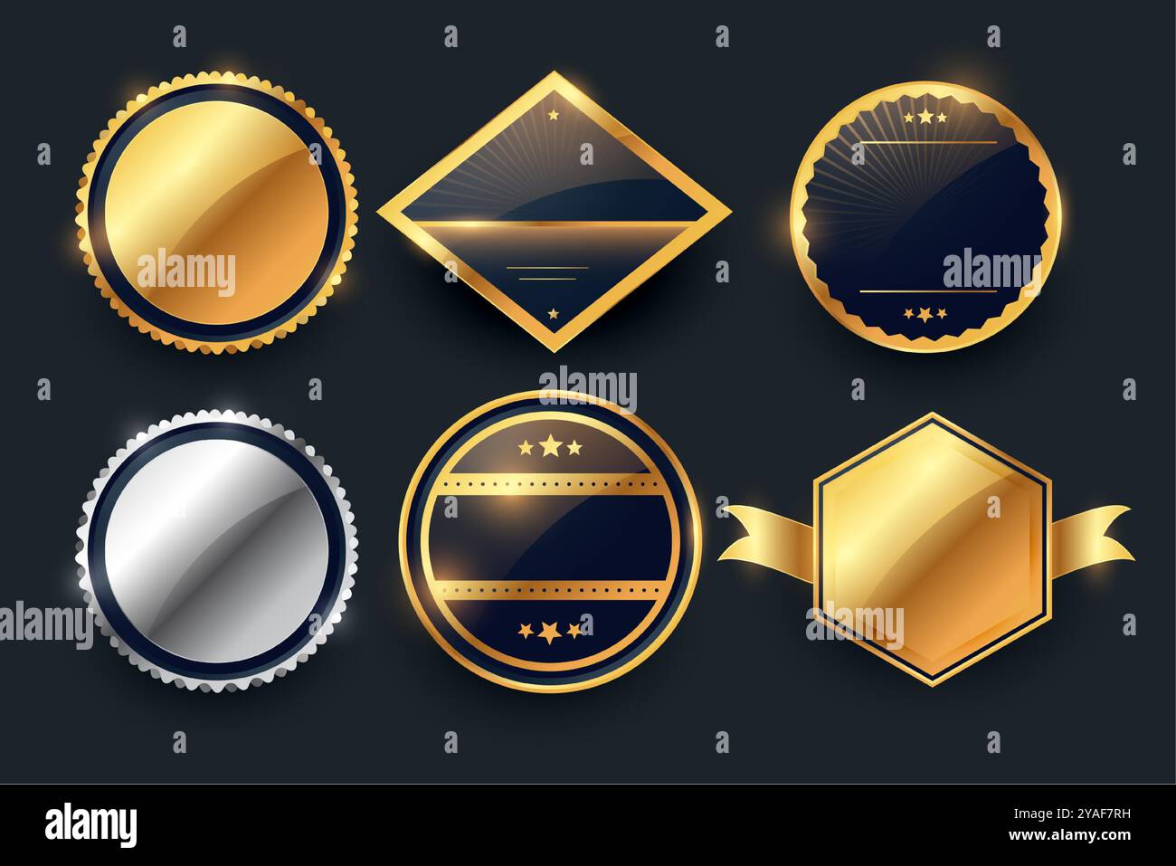 set of shiny and empty badge label element banner design vector Stock ...