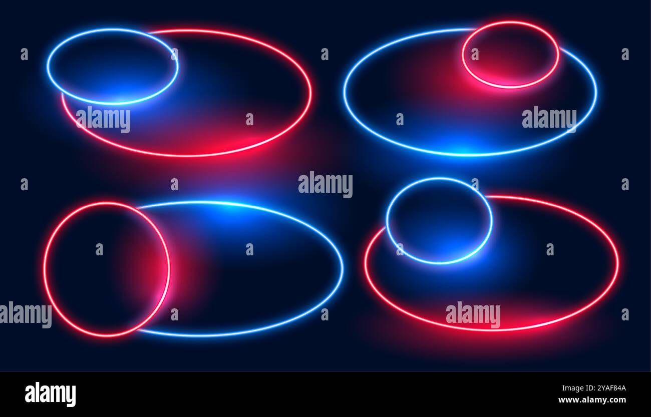 red and blue glowing laser frame design in collection vector Stock ...