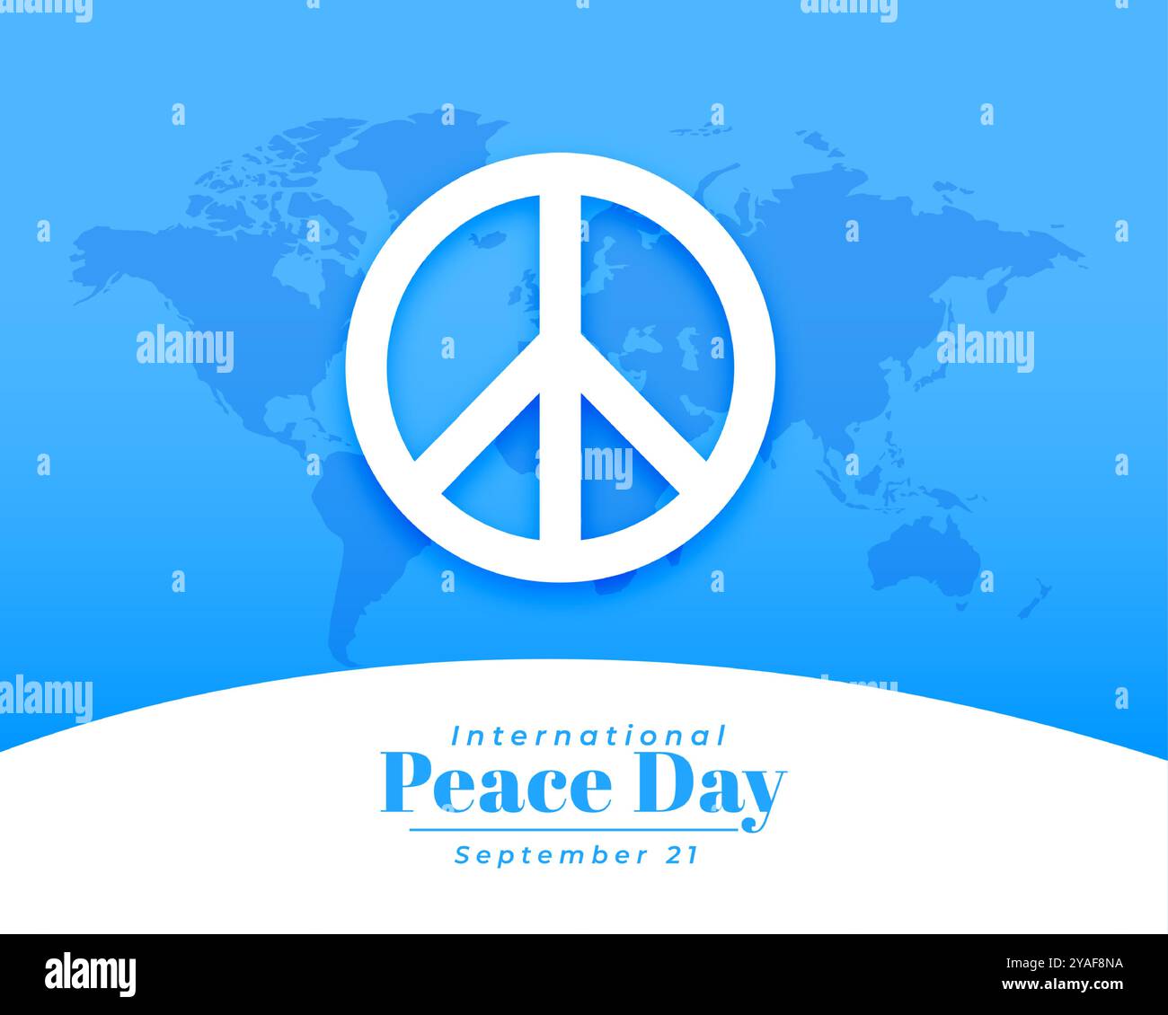 21st september international peace day event card with world map vector ...