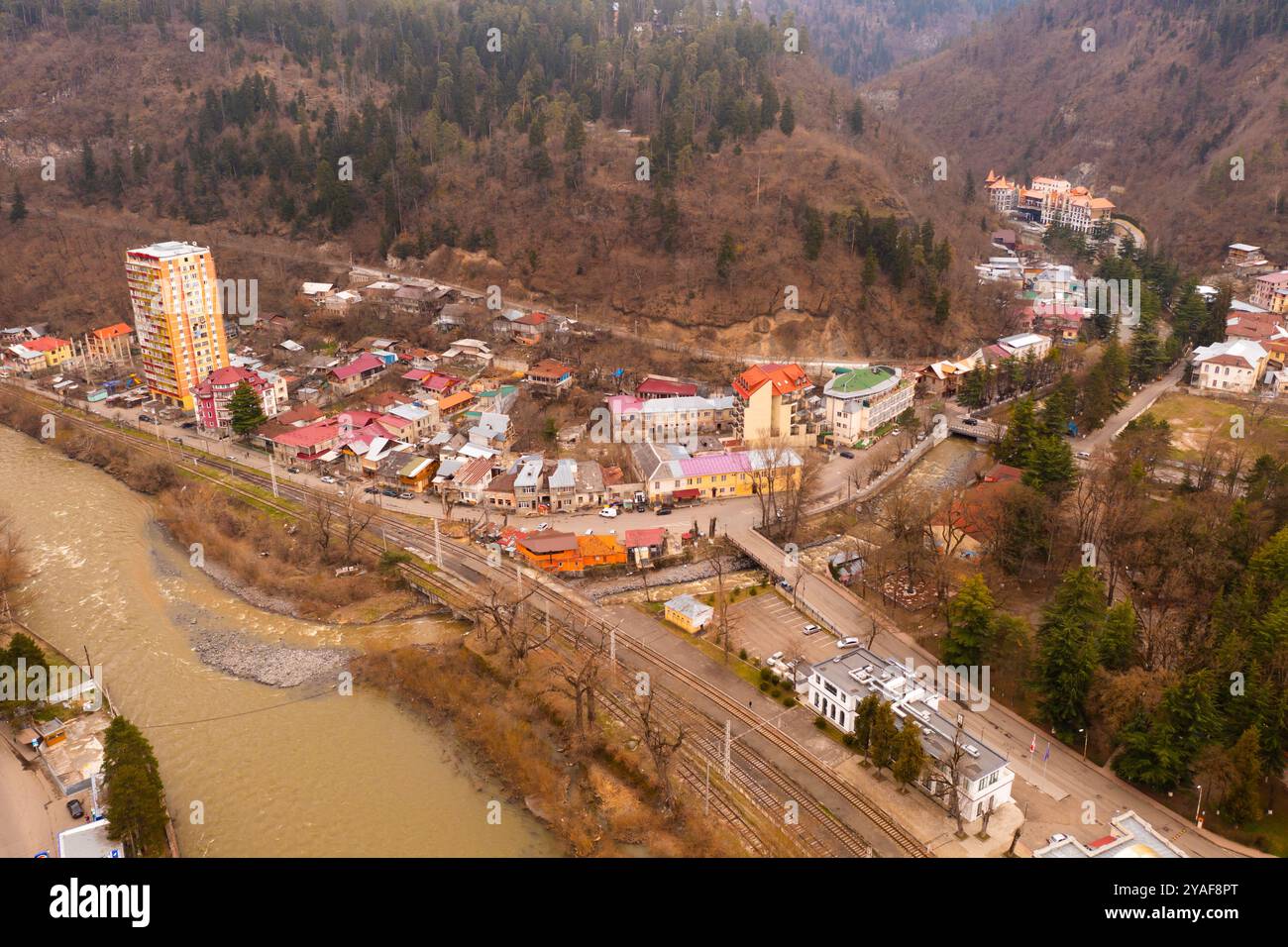 Aerial view borjomi city resort hi-res stock photography and images - Alamy