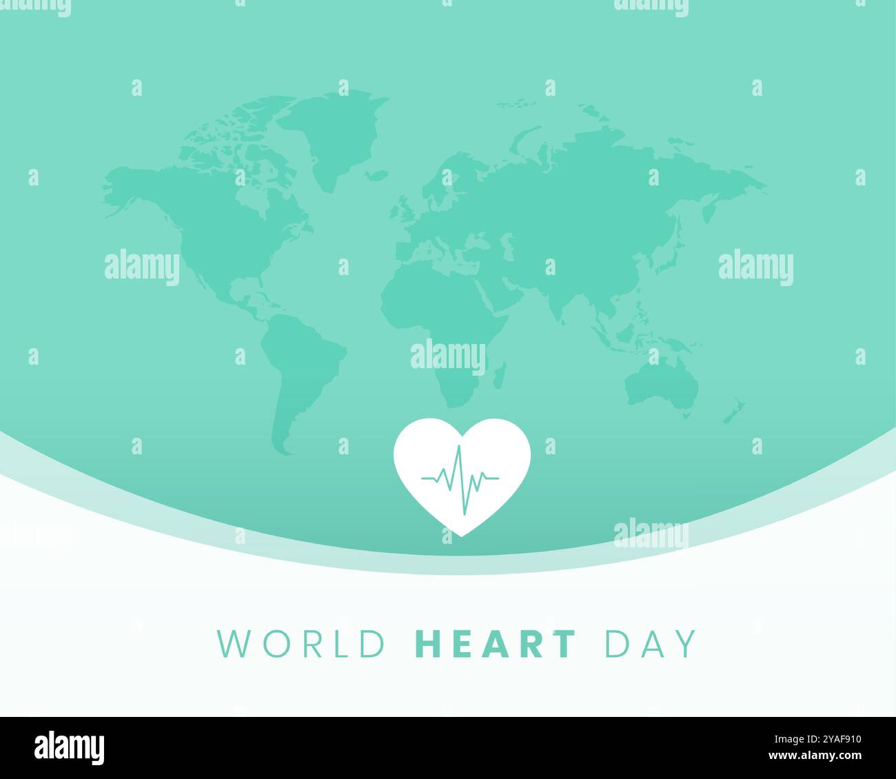 flat style international heart day pulse poster with world map design ...