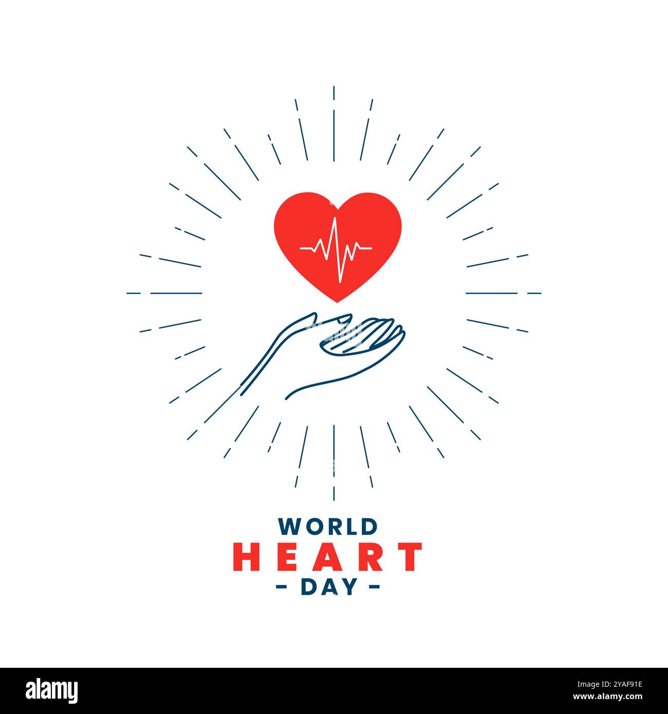 beautiful world heart day cardiac poster with human hand design vector ...
