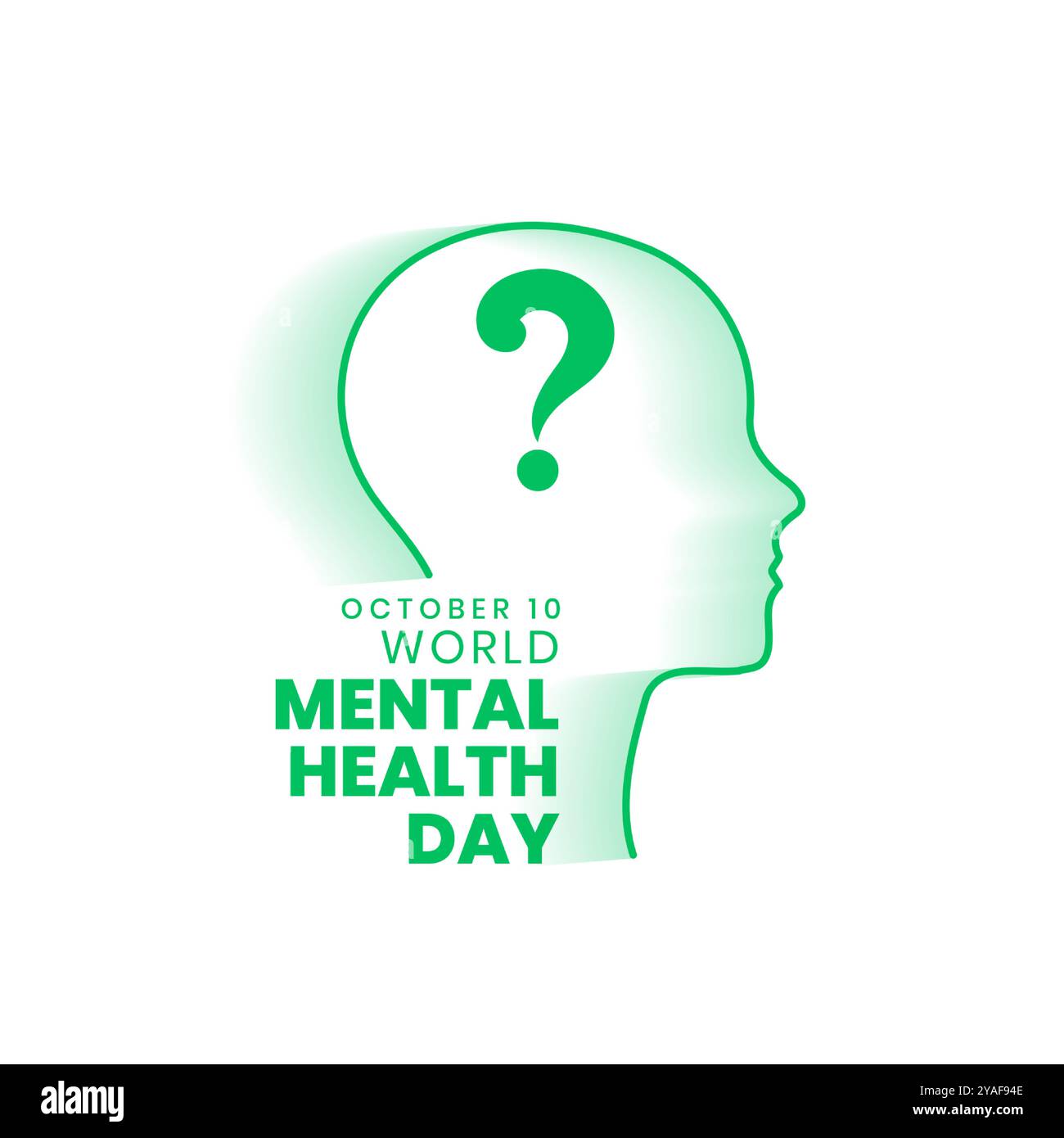 world mental health day poster with line art human head and question ...