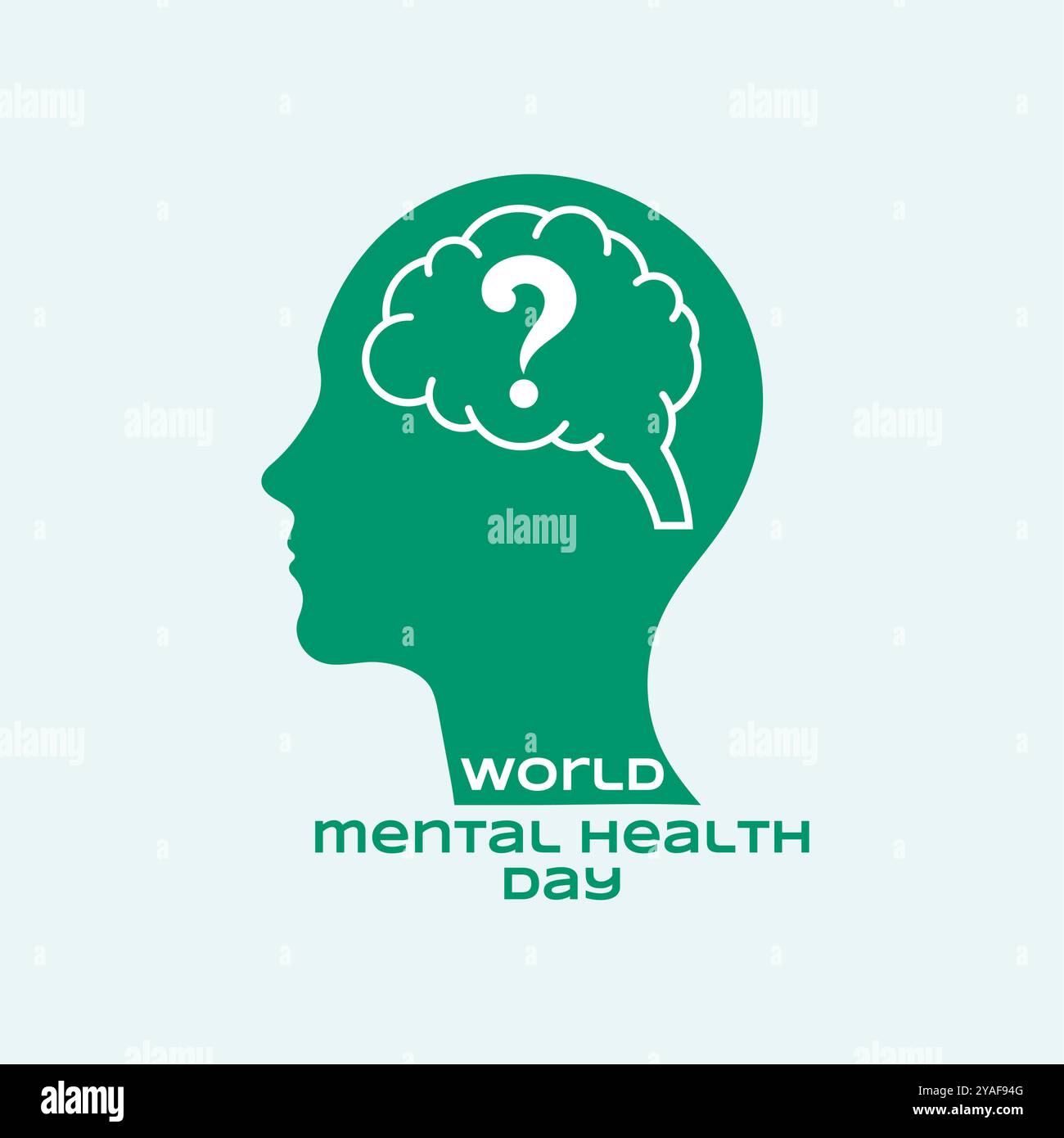 world mental health day poster with human brain and question mark ...
