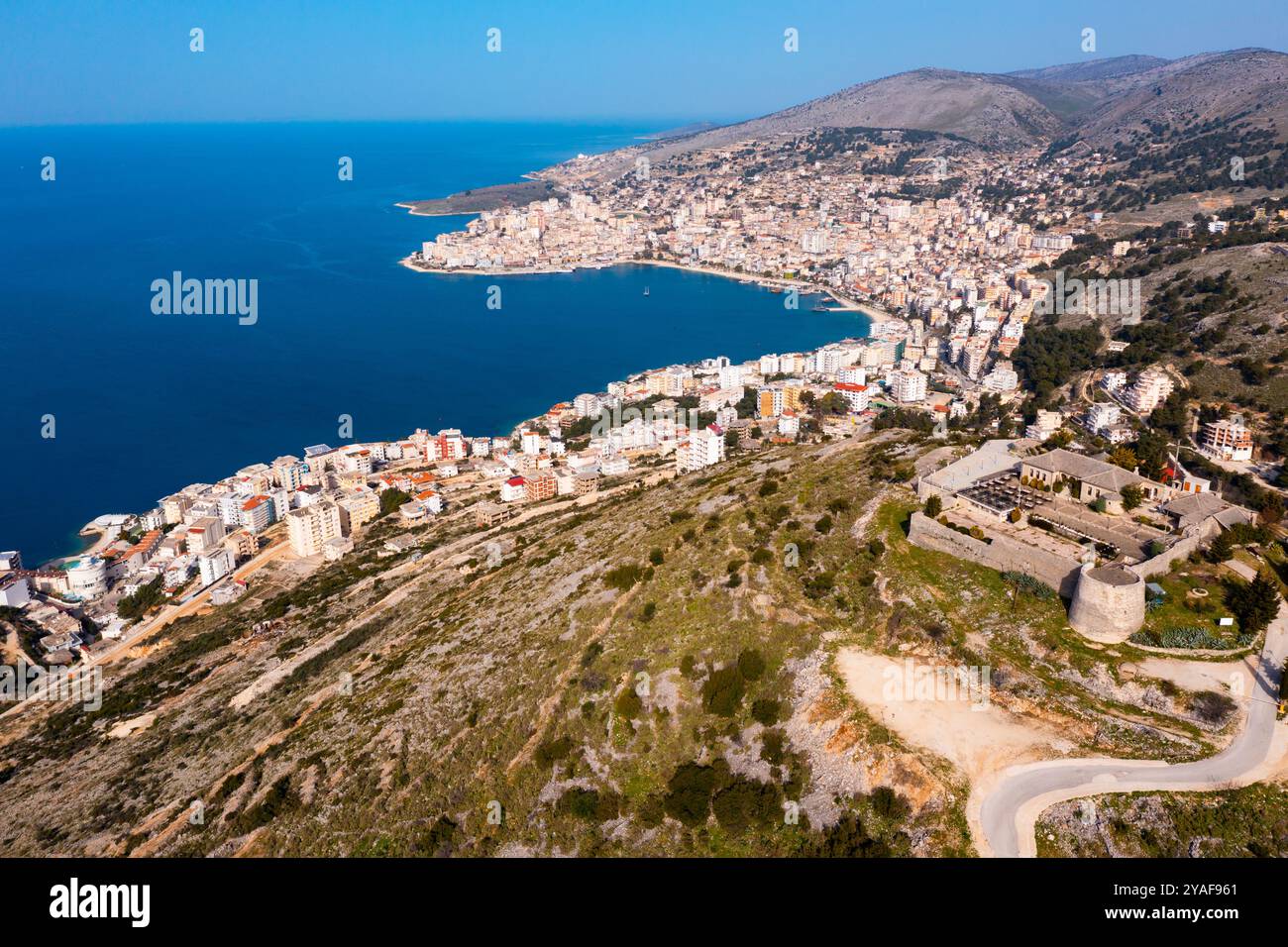 Aerial photo of Albanian city Sarande Stock Photo - Alamy