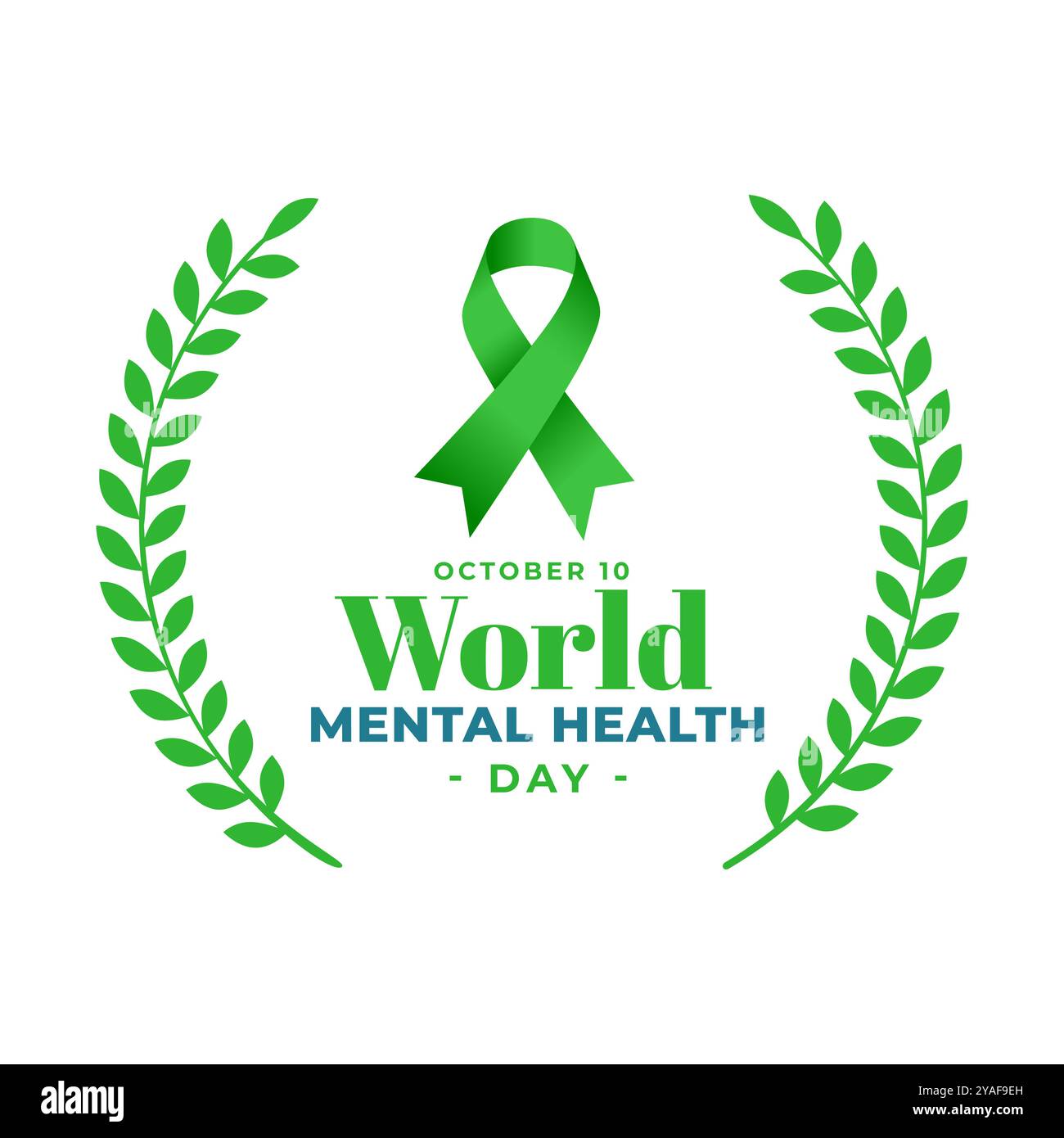 10th october world mental health day background with laurel design ...