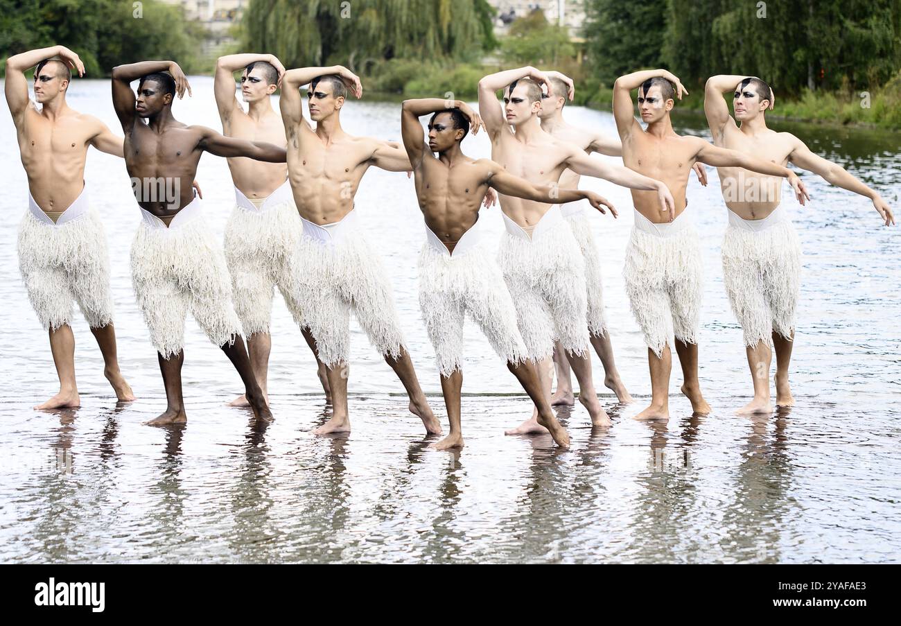 Dancers of Matthew Bourne's Swan Lake pose for a picture on St James ...
