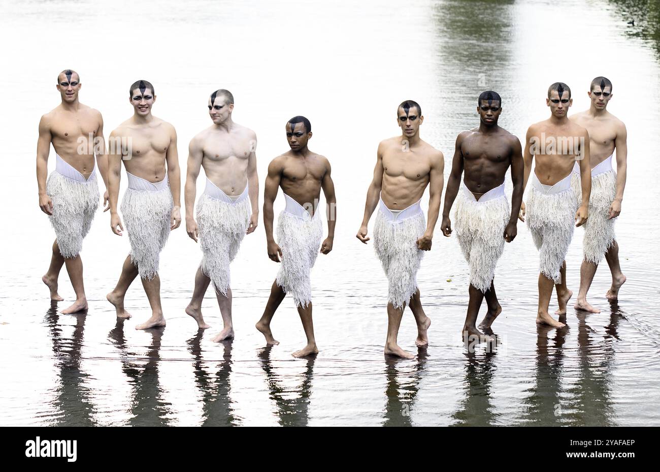 Dancers of Matthew Bourne's Swan Lake pose for a picture on St James ...