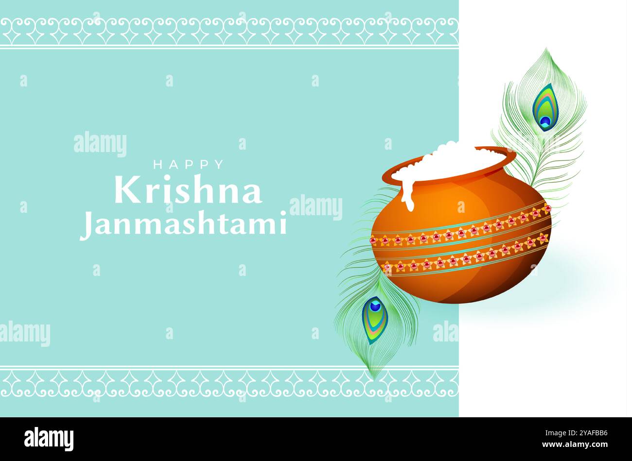 simple krishna janmashtami festival wishes card background vector Stock ...
