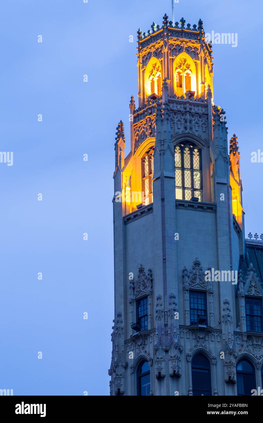 The Chateauesque corner tower of the Medical Art Building built in 1926 ...