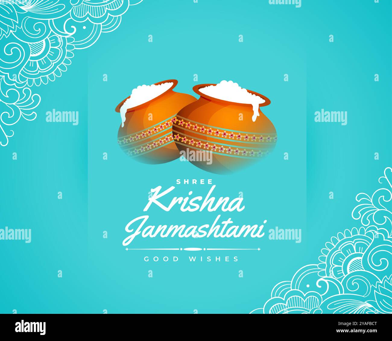 stylish krishna janmashtami festival blue card with matki vector Stock ...