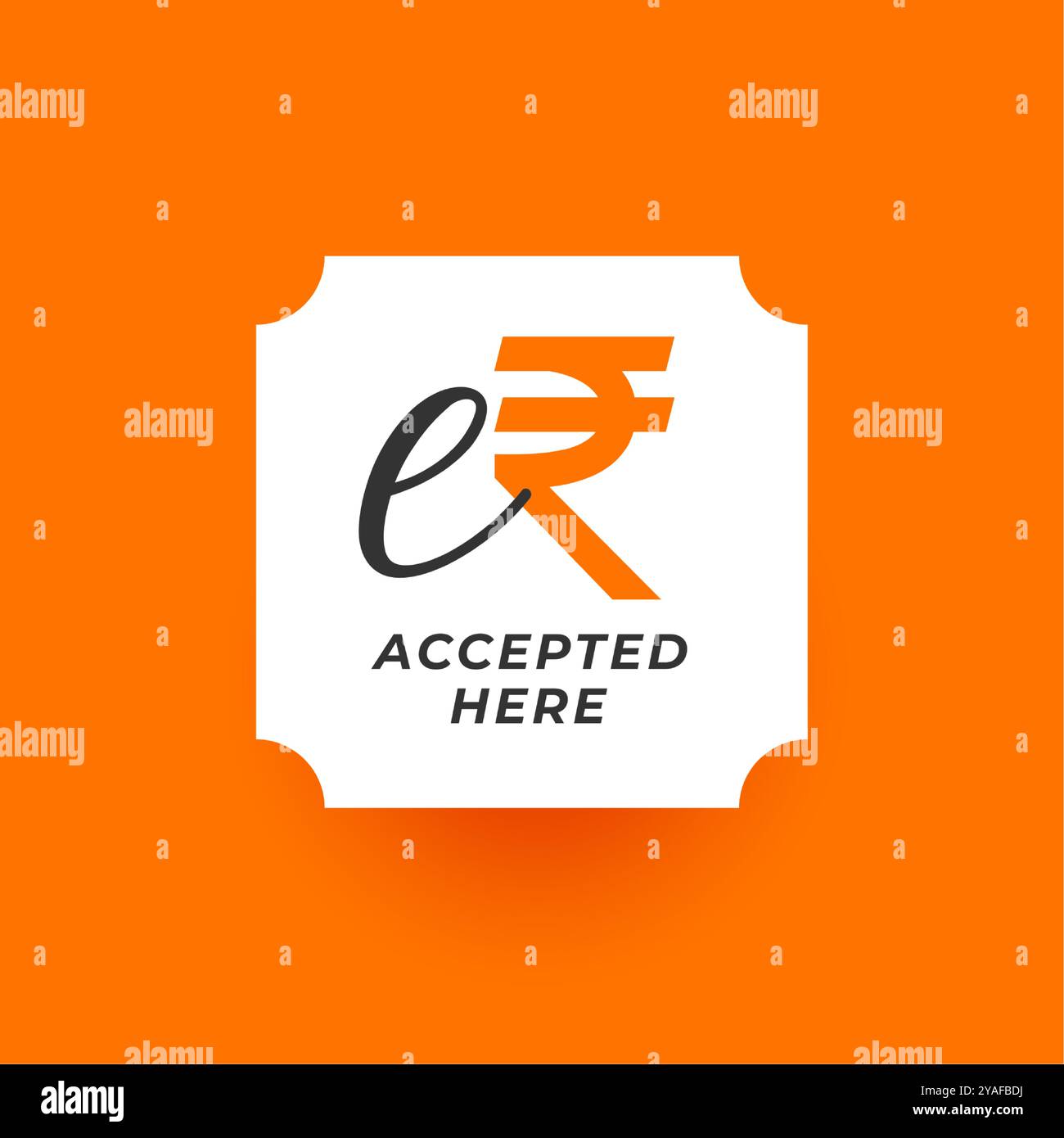 indian erupee or e-rupi accepted here label design for digital payments ...