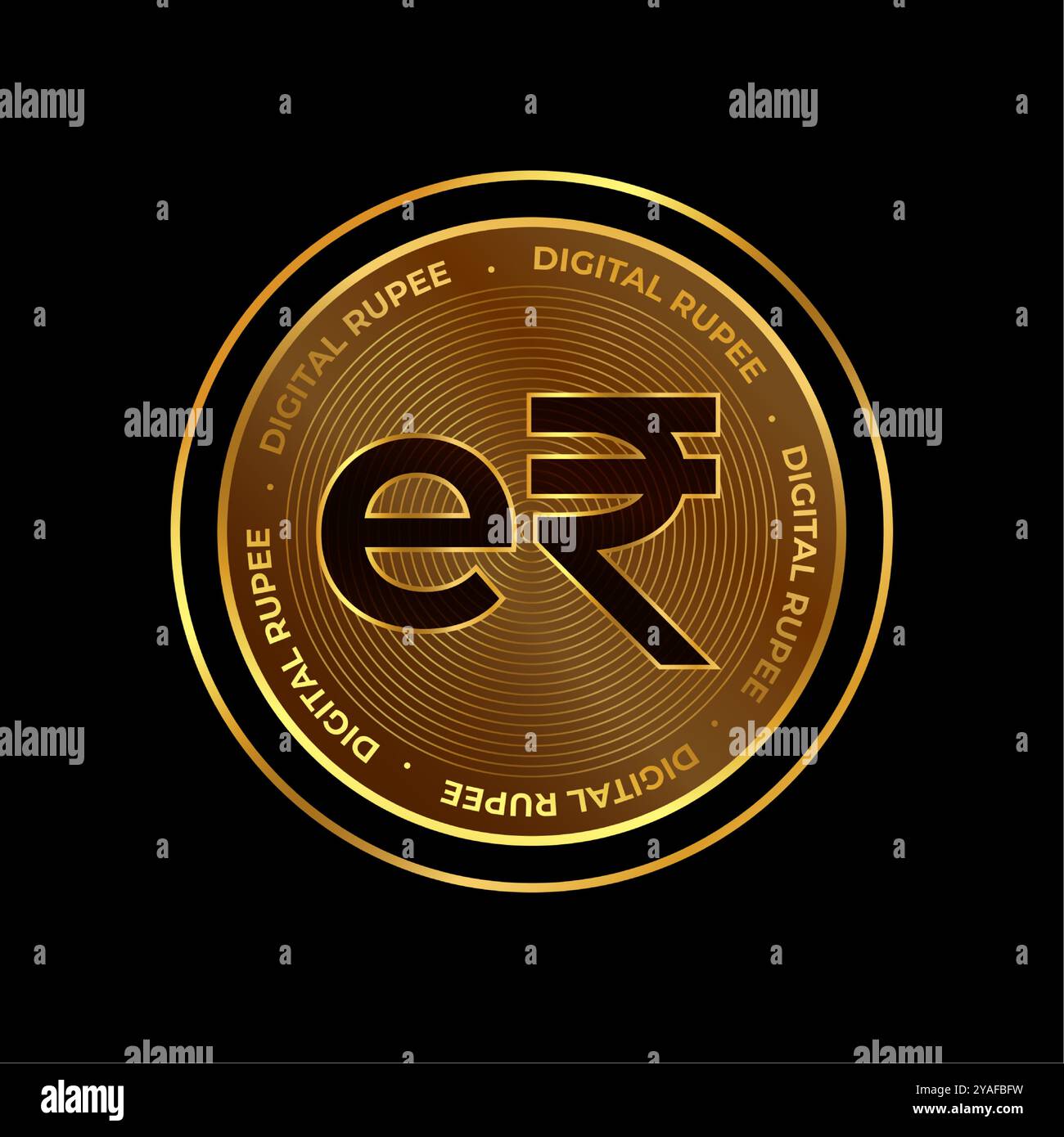 digital currency of e rupi symbol on golden coin design vector Stock ...