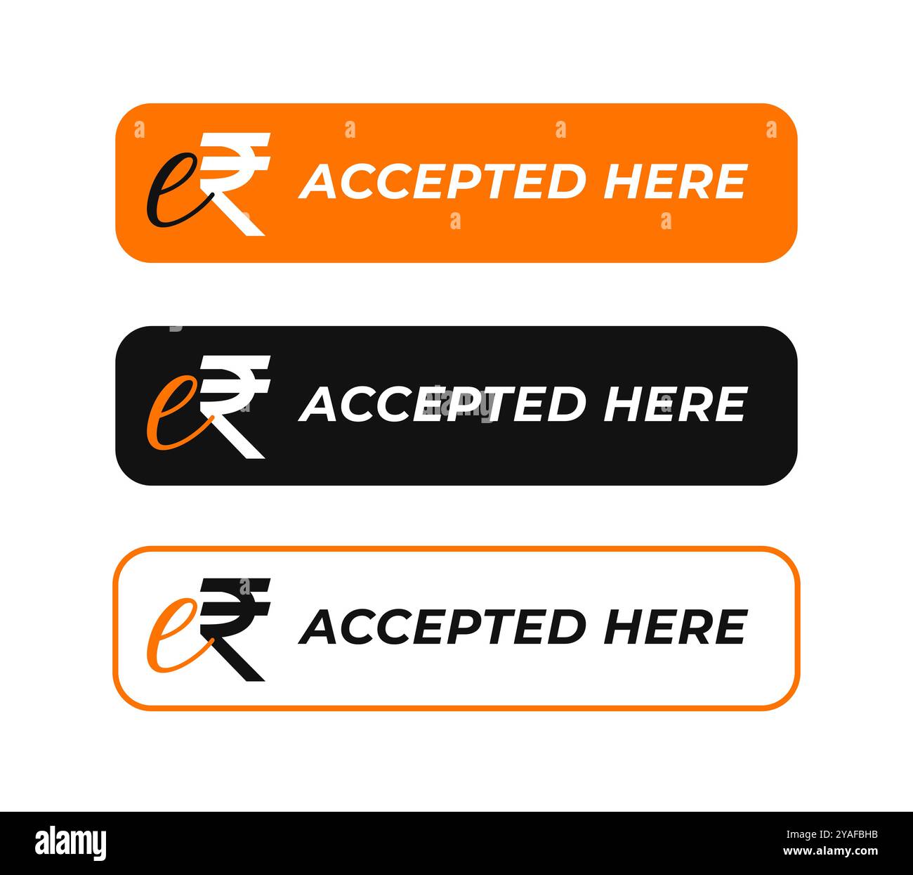 e-rupi erupee accepted here buttons set for digital payments vector ...
