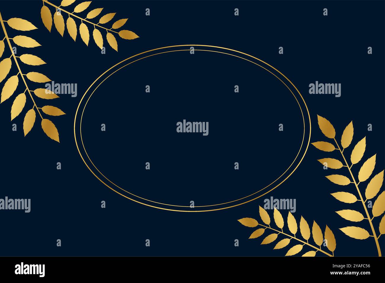 royal oval frame with golden leaves invitation card design Stock Vector ...