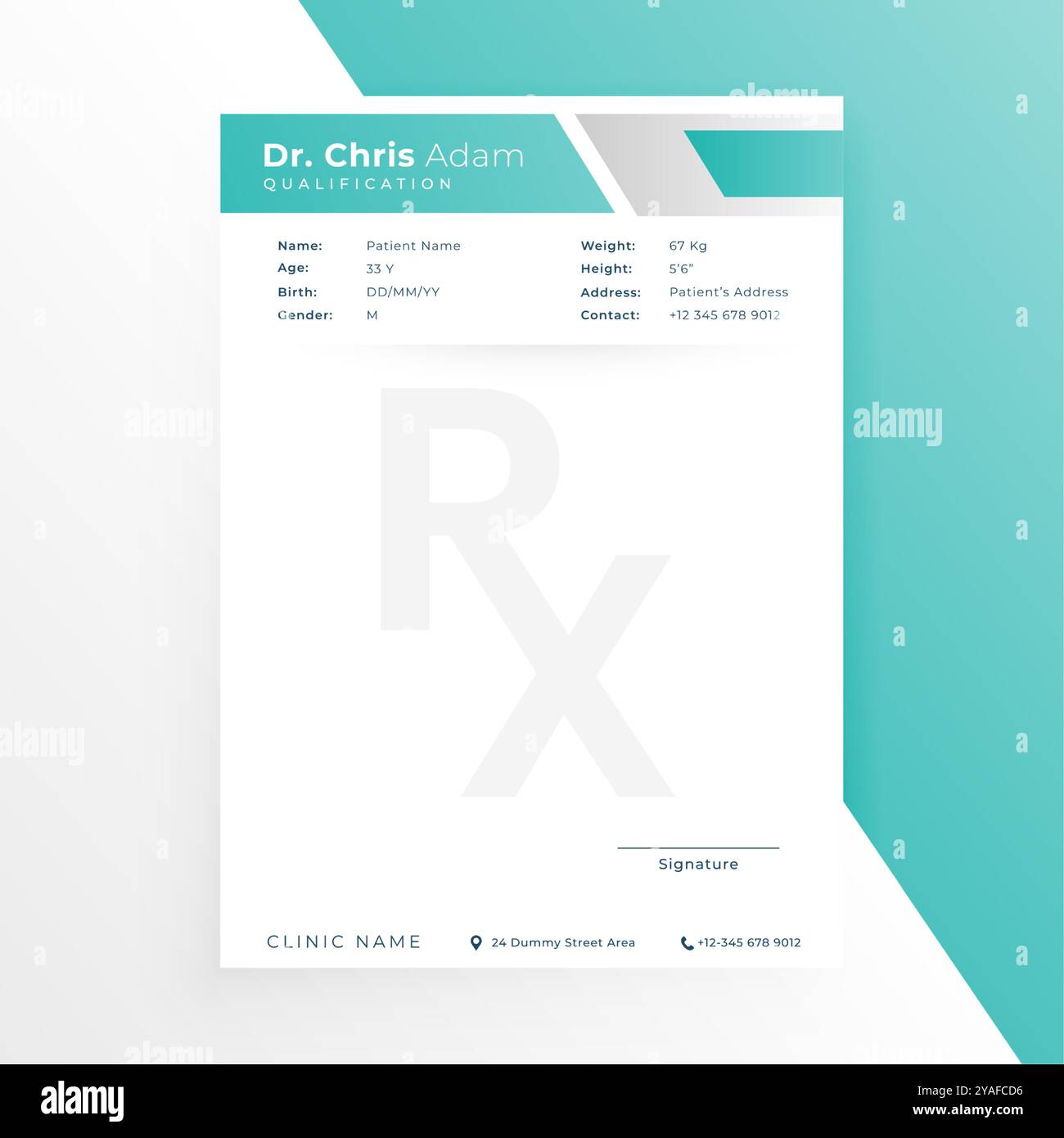 blank a4 pharmacy prescription paper template for medical care vector ...