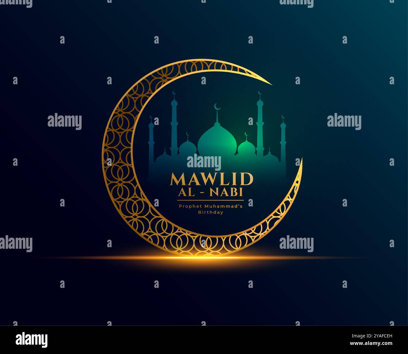 islamic mawlid al nabi event card with moon and mosque design vector ...