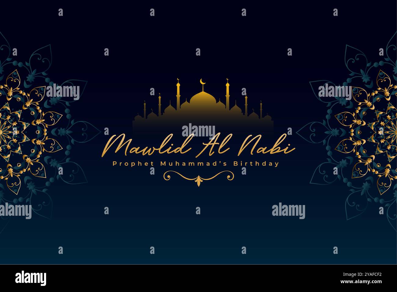 mawlid al nabi islamic background wishes card design vector Stock ...