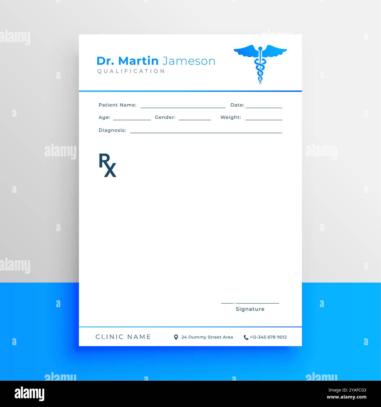 modern blank Rx prescription form brochure for medical treatment vector ...