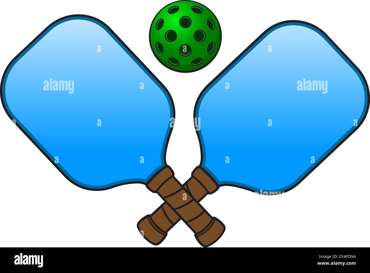 Pickleball Paddles and Ball, Hand Drawn Vector illustration, Isolated ...