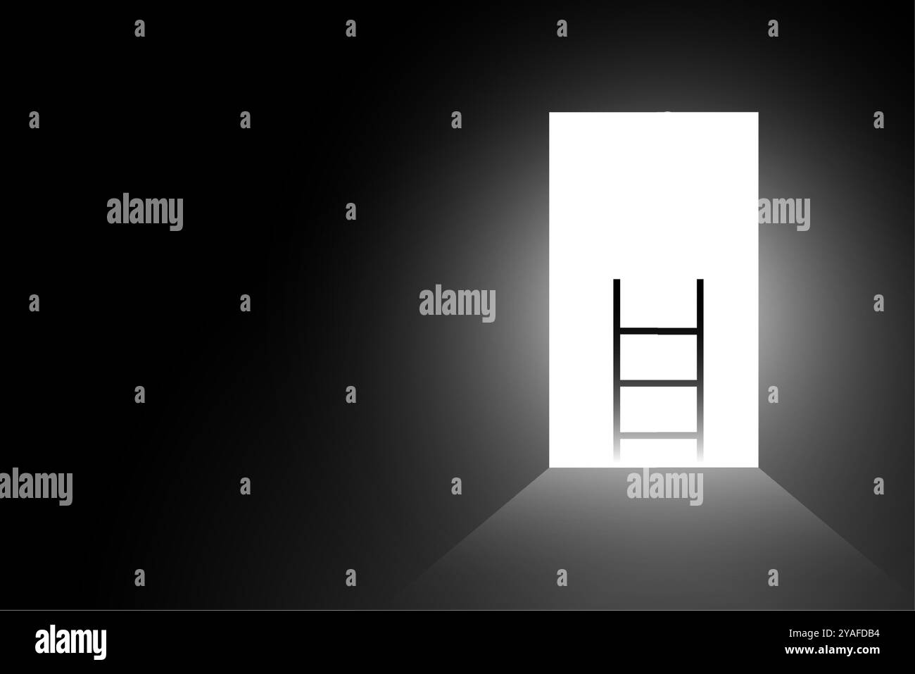 opportunity or vision concept background with ladder on open door ...