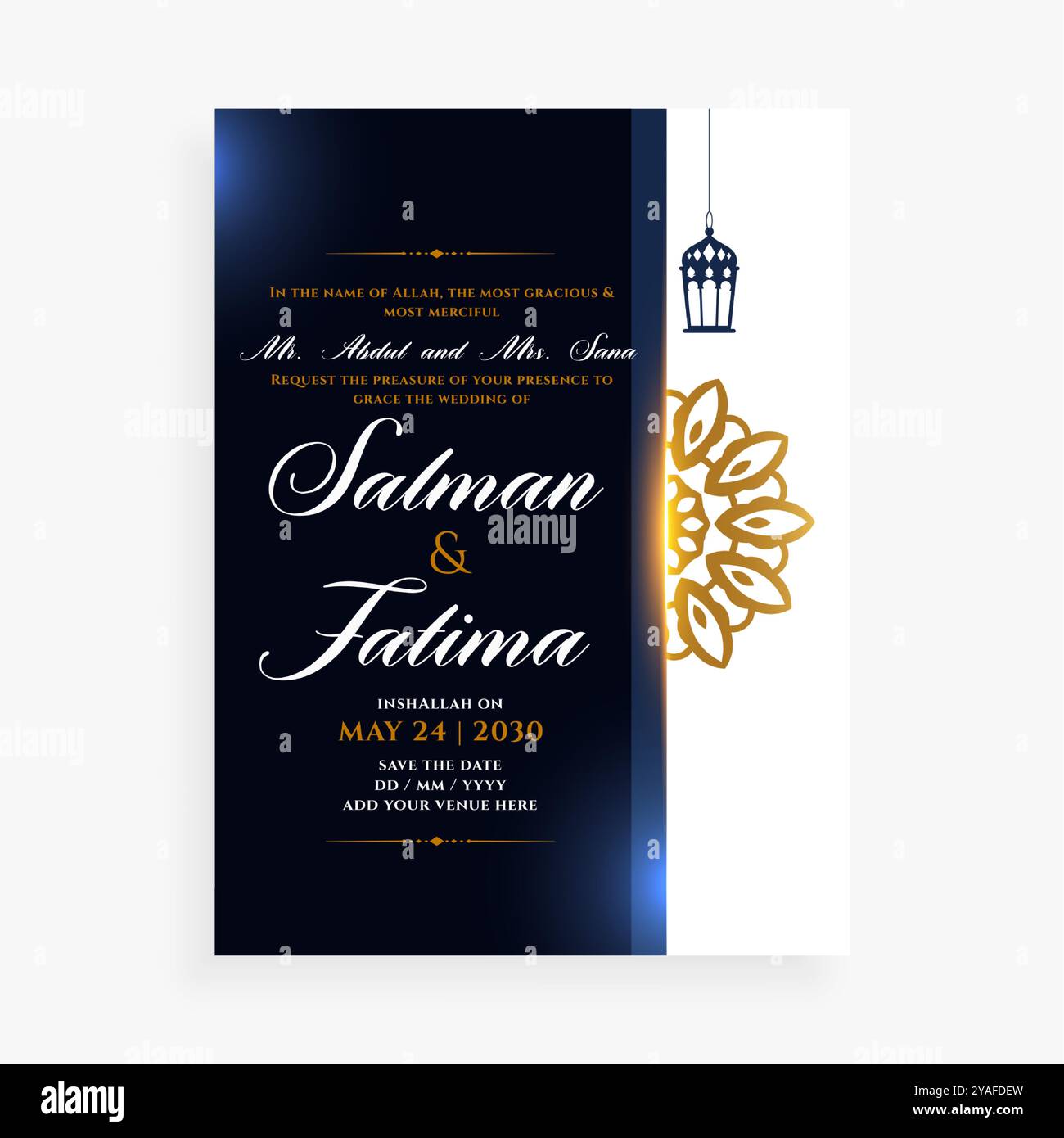 islamic nikah ceremony event card template for ride and groom vector ...
