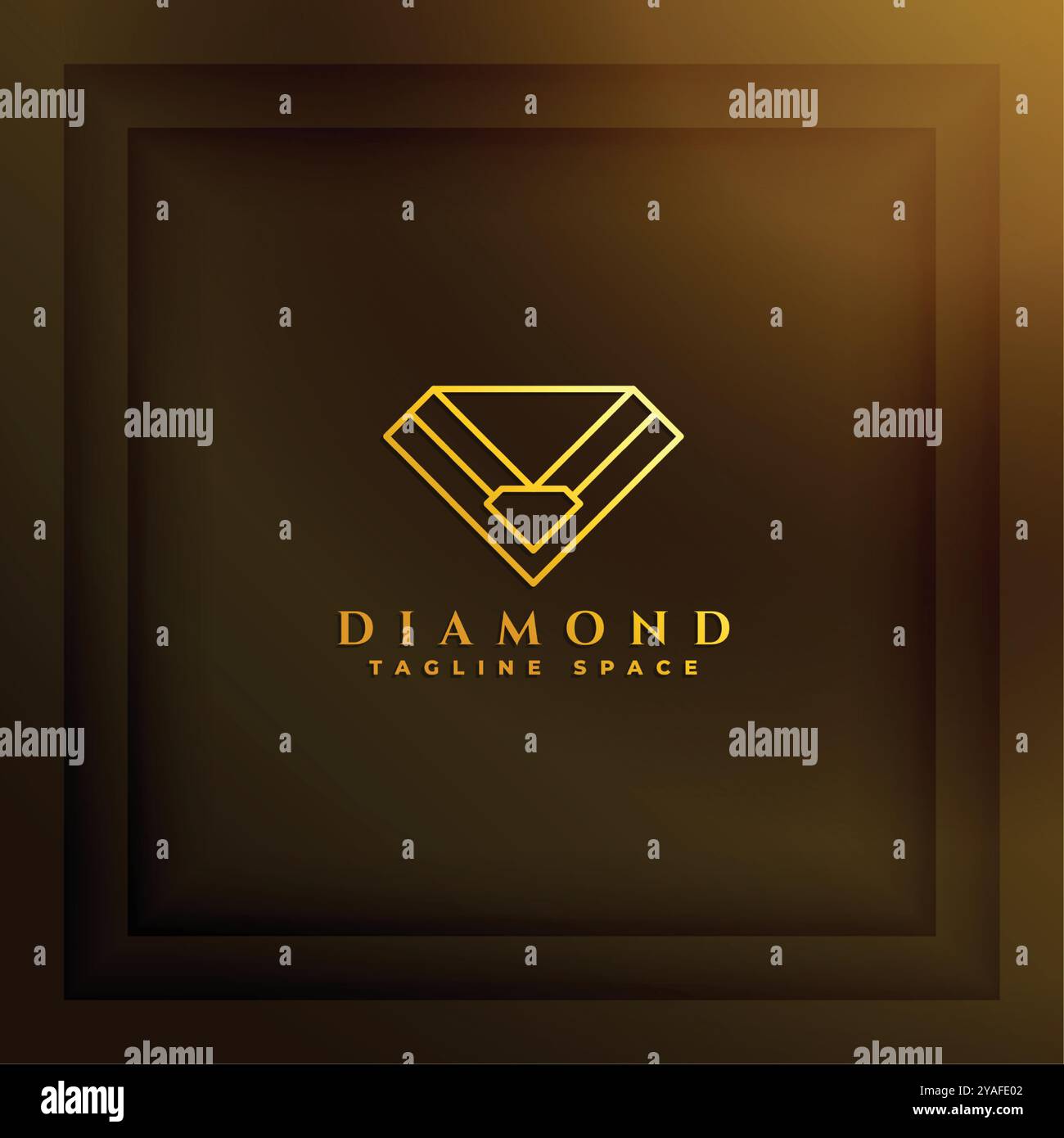 line style golden diamond logo template design with tagline space Stock ...