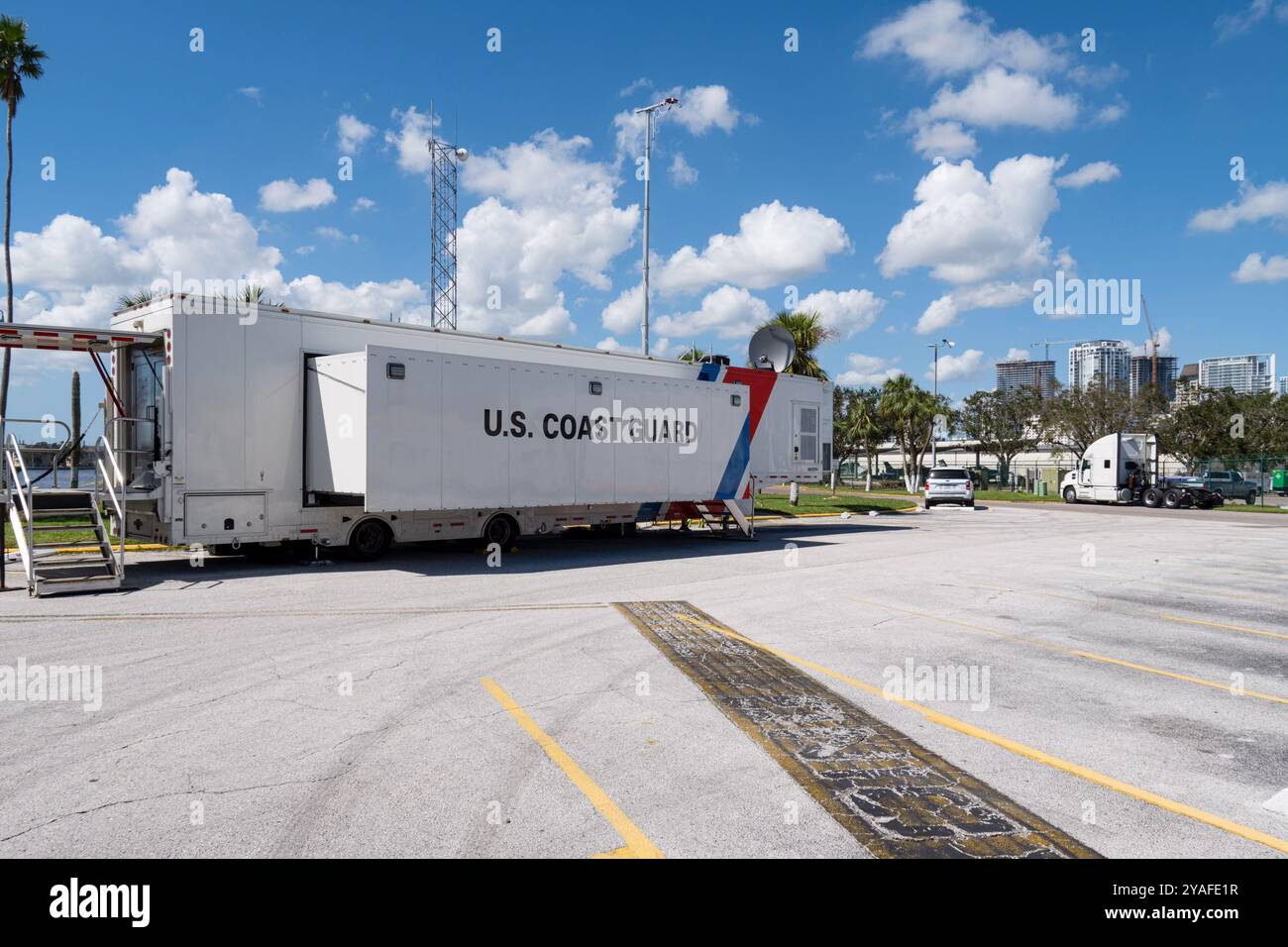 A U.S. Coast Guard Enhanced Mobile Incident Command Post (eMICP) is ...