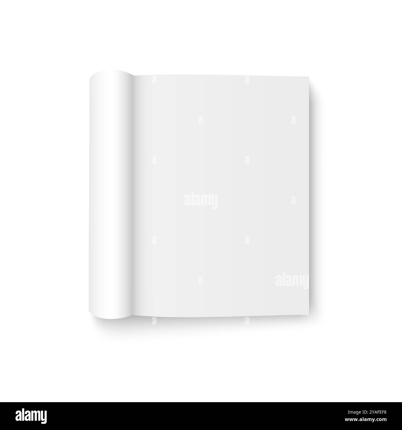 Book mockup. Magazine with rolled white paper pages. Vector mock up ...