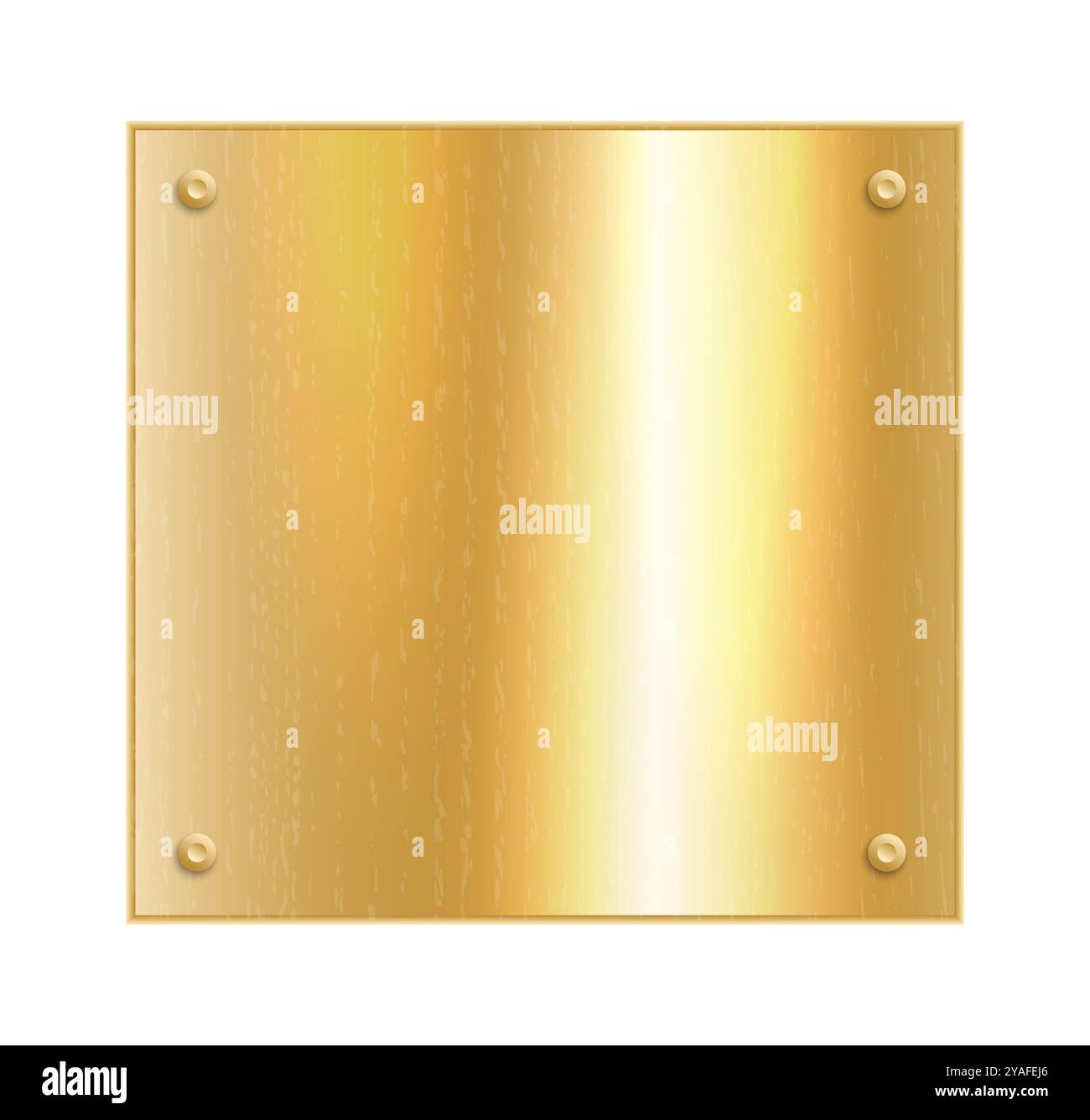 Gold plate. Metal plaque mockup. Golden frame. Vector brass rectangle ...